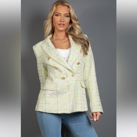 Jackets & Coats | 85 Woven Check Military Blazer | Poshmark